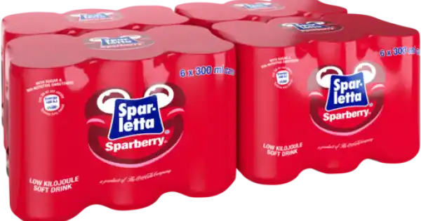 Sparletta Sparberry Flavoured Soft Drink Can 4x6x300ml