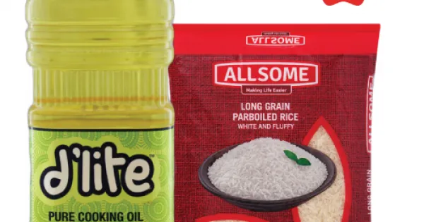 1 x D Lite Cooking Oil 2lt + 2 x Allsome Rice 2kg